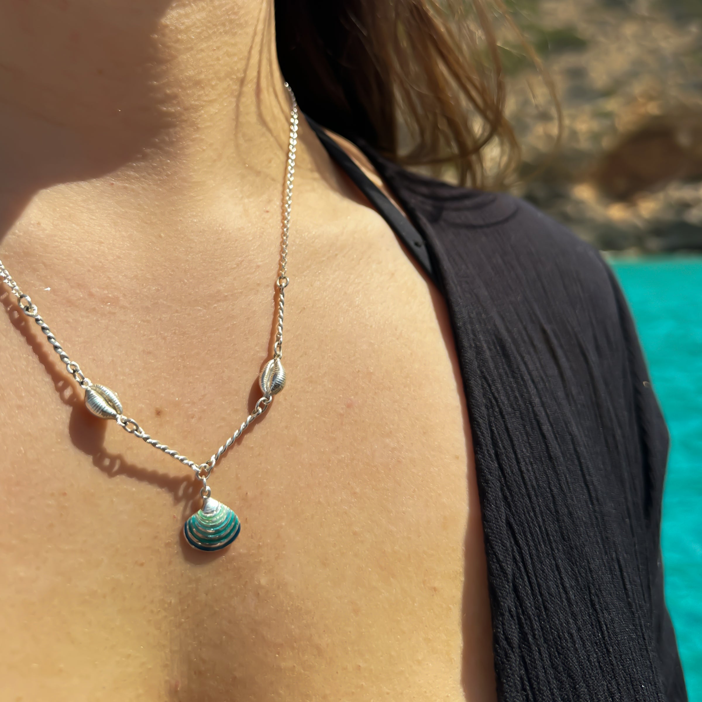 Groatie Buckie & Venus Shell Enamelled Silver Necklet FEN 3 | Fluke ...